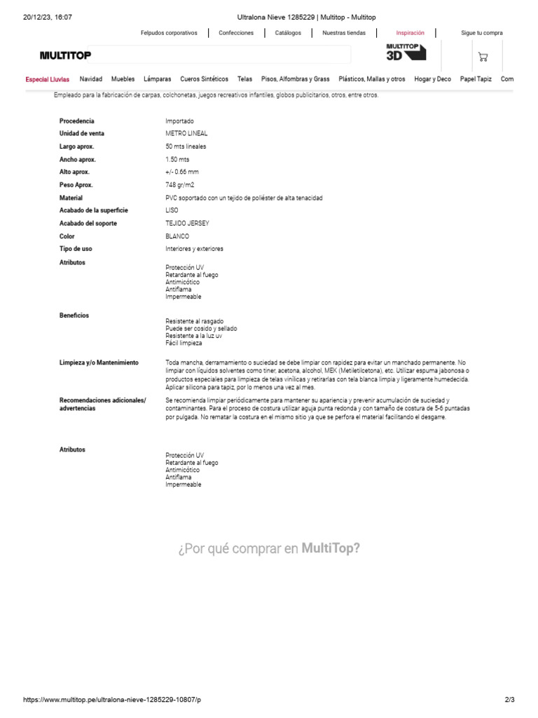 Ultralona Nieve 1285229 - Multitop - Multitop | PDF | Materiales | Sector secundario de la economía