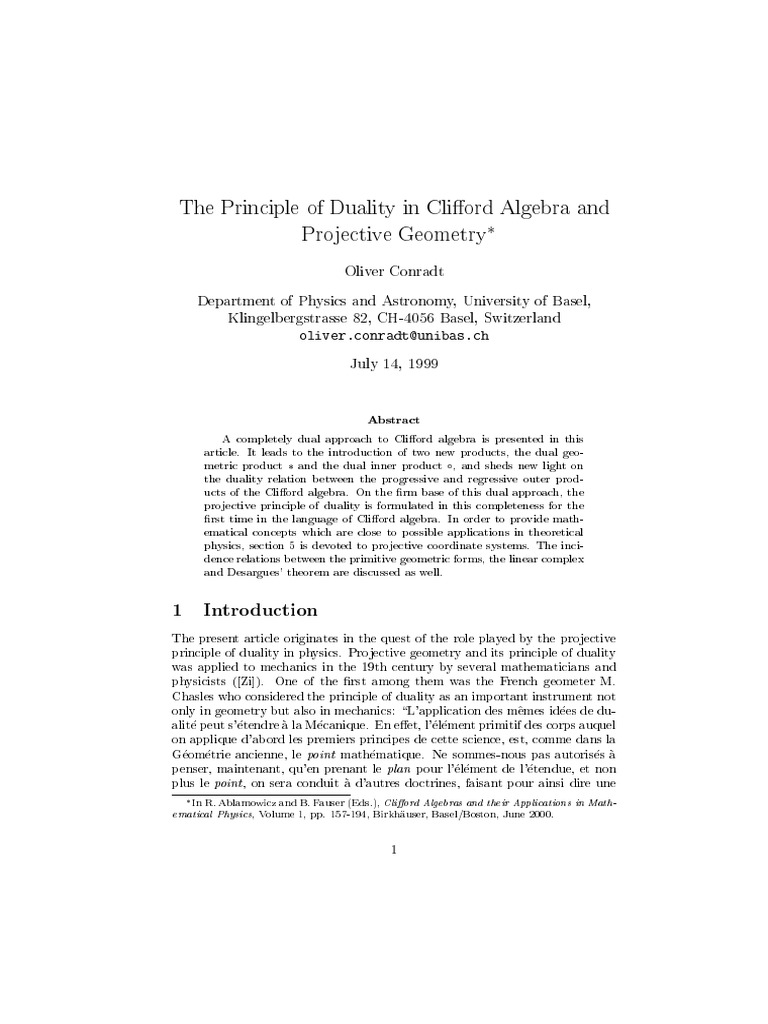 Oliver Conradt - The Principle of Duality in Clifford Algebra and ...