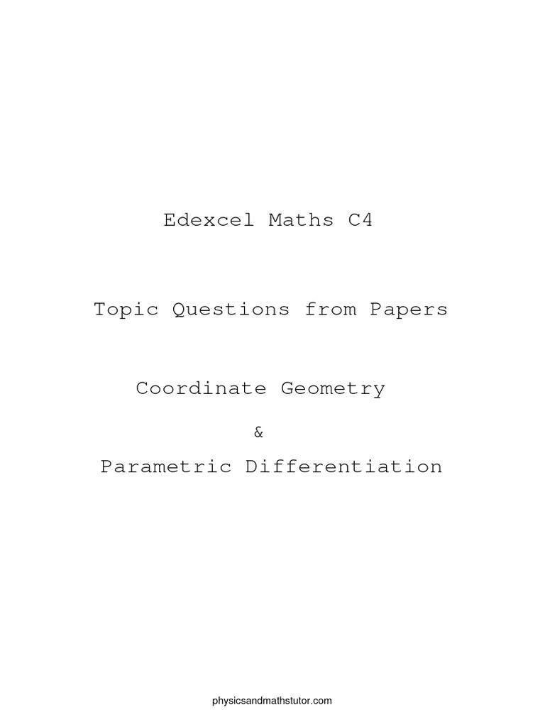 Ch.2 Coordinate Geometry & Ch.4 Parametric Differentiation | PDF | Analytic Geometry | Geometry