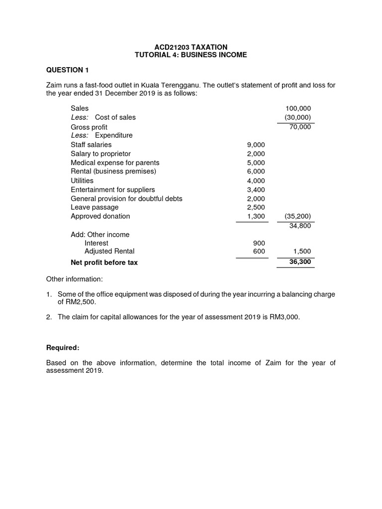 Business Income Tutorial | PDF | Expense | Income Statement
