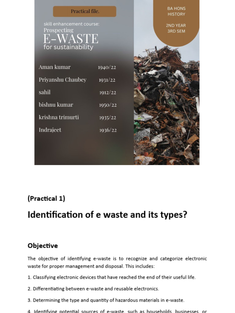 E-Waste Identification and Management Guide | PDF | Electronic Waste ...