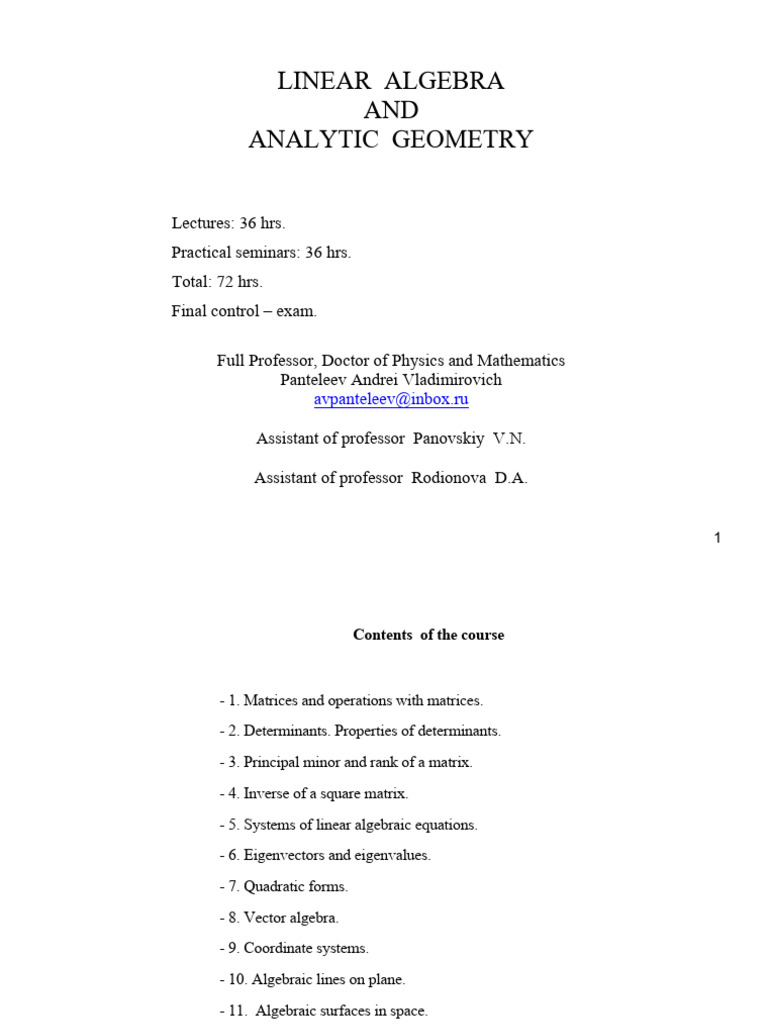 Lecture 2 | PDF | Matrix (Mathematics) | Algebra