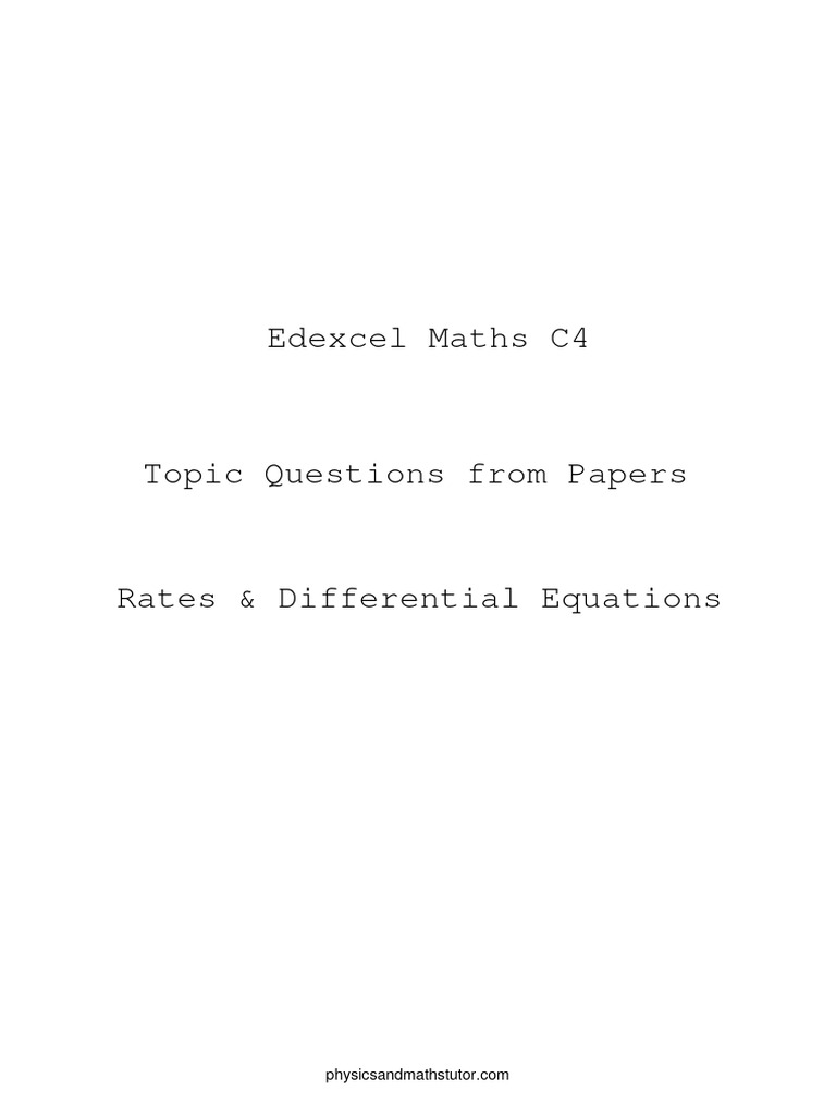 Edexcel A Level Maths: Differential Equations | PDF | Equations ...
