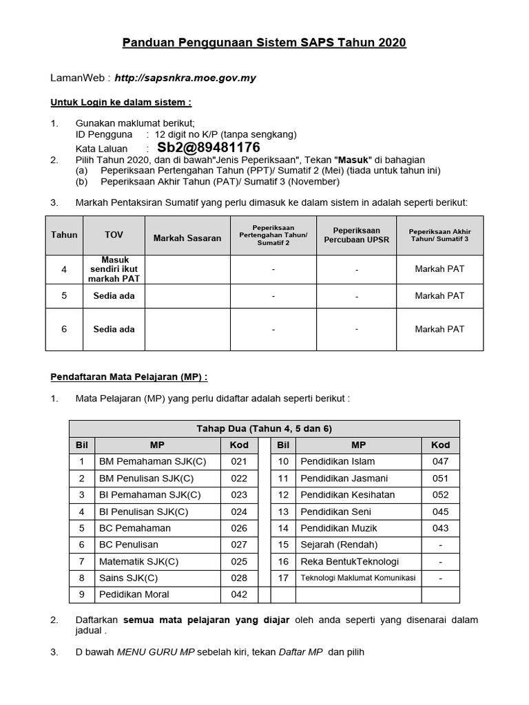 61 Panduan Penggunaan SAPS 2020 | PDF