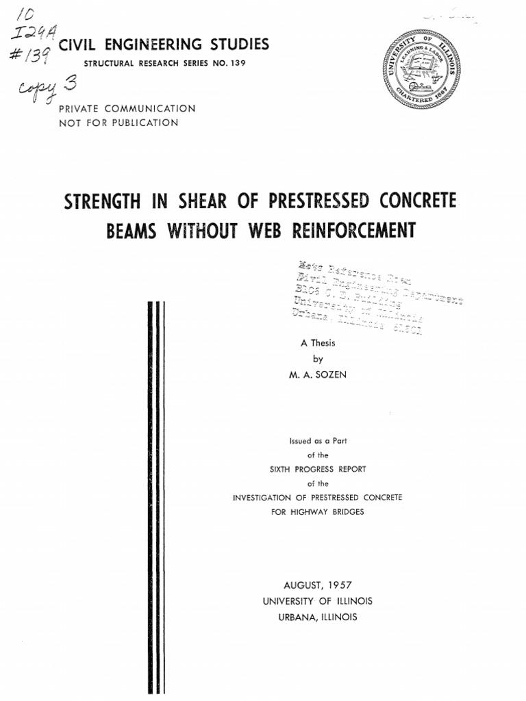 Sozen (1957) - Thesis - Strength in Shear of Prestressed Concrete Beams ...