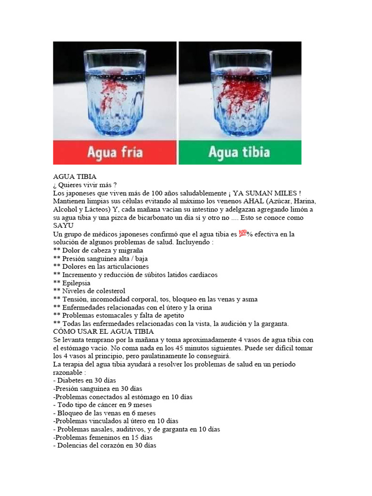 Beneficios del Agua Tibia para la Salud | PDF | Cocina, comidas y vino