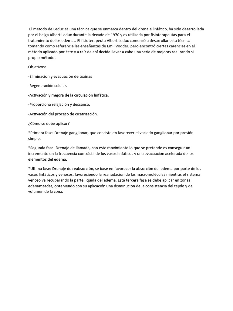 Método Leduc: Drenaje Linfático Efectivo | PDF | Ciencia y matemáticas ...
