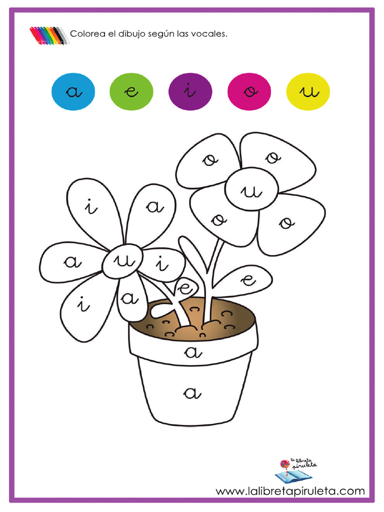 COLOREAR Segun Vocales Maceta Flores | PDF