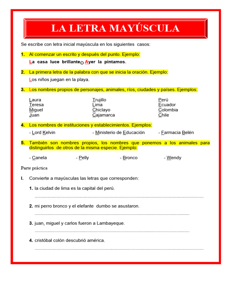 Uso de La Mayuscula | PDF | Caso de carta