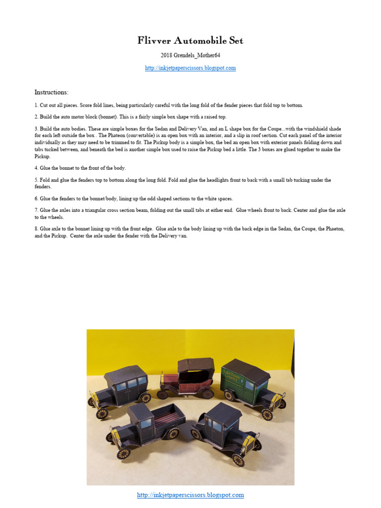 Flivver Automobile Model Instructions | PDF | Home & Garden