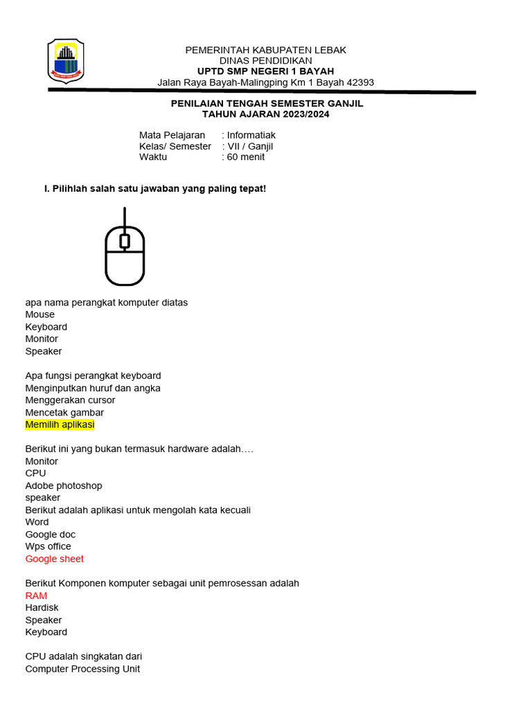 Soal PTS Copas Ver | PDF