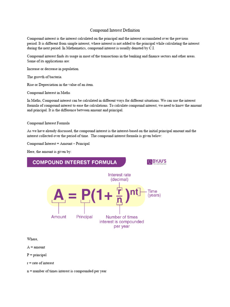 Compound Interest Definition | PDF | Compound Interest | Interest