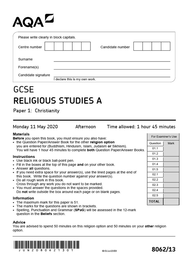 Religious Studies A: Paper 1: Christianity | PDF | Salvation ...