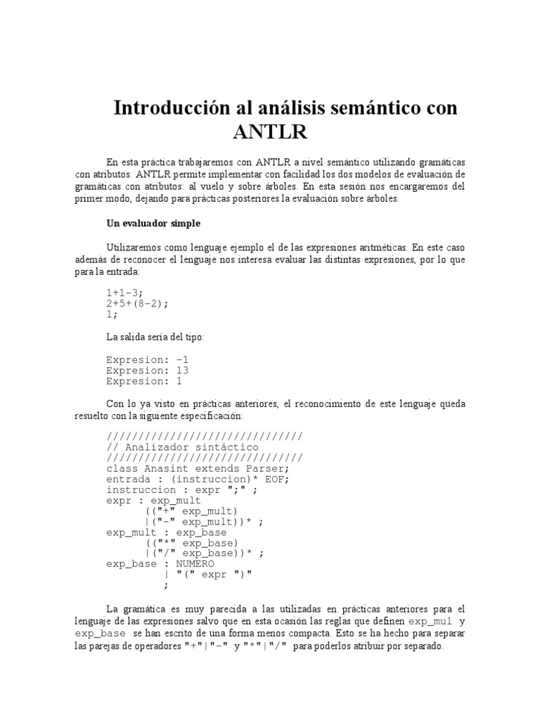 Introduccion Al Analisis Semantico Con ANTLR | PDF | Analizando ...