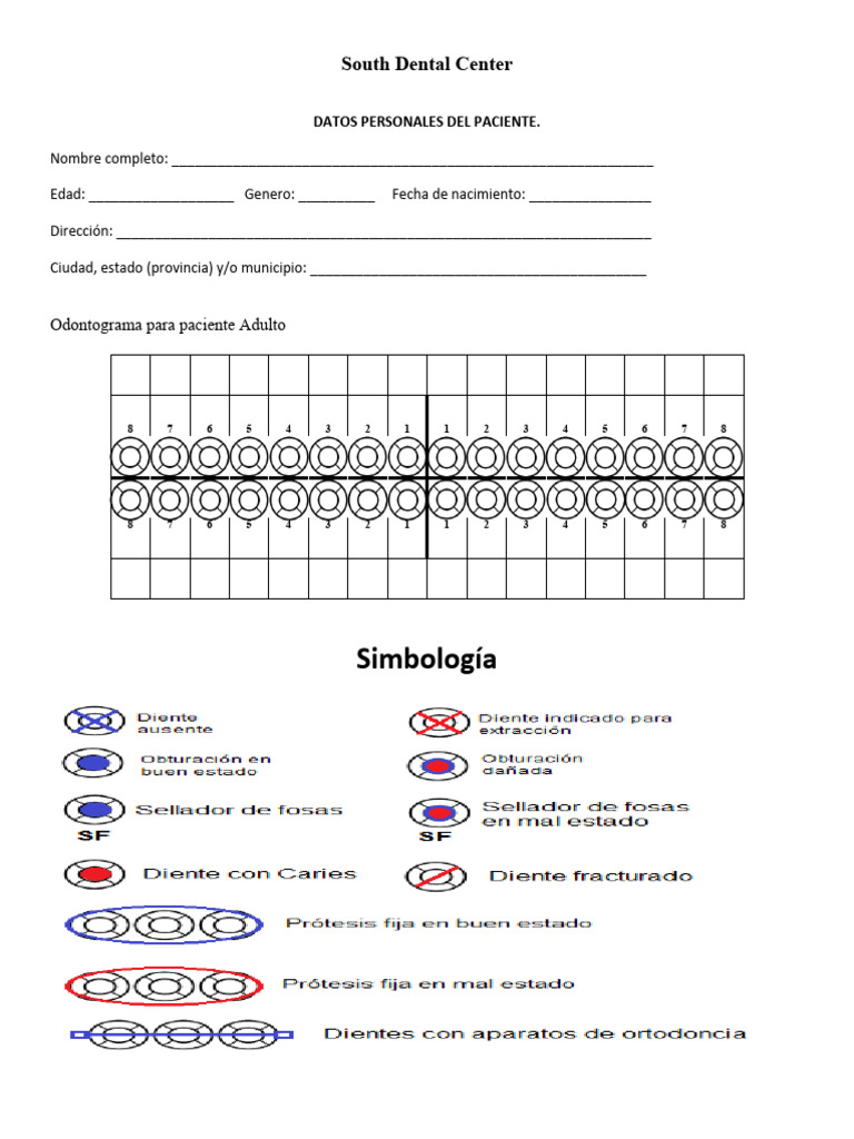 Plantilla-de-odontograma-hr-dental-2 | PDF