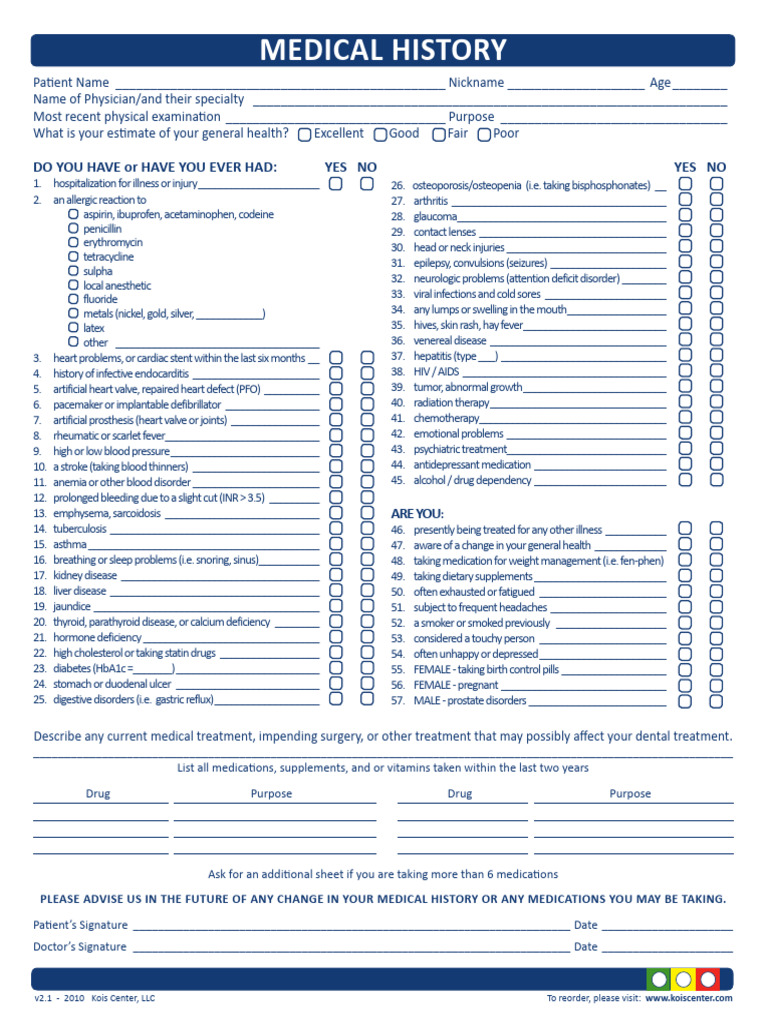 Medical History KOIS | PDF | Heart | Stomach