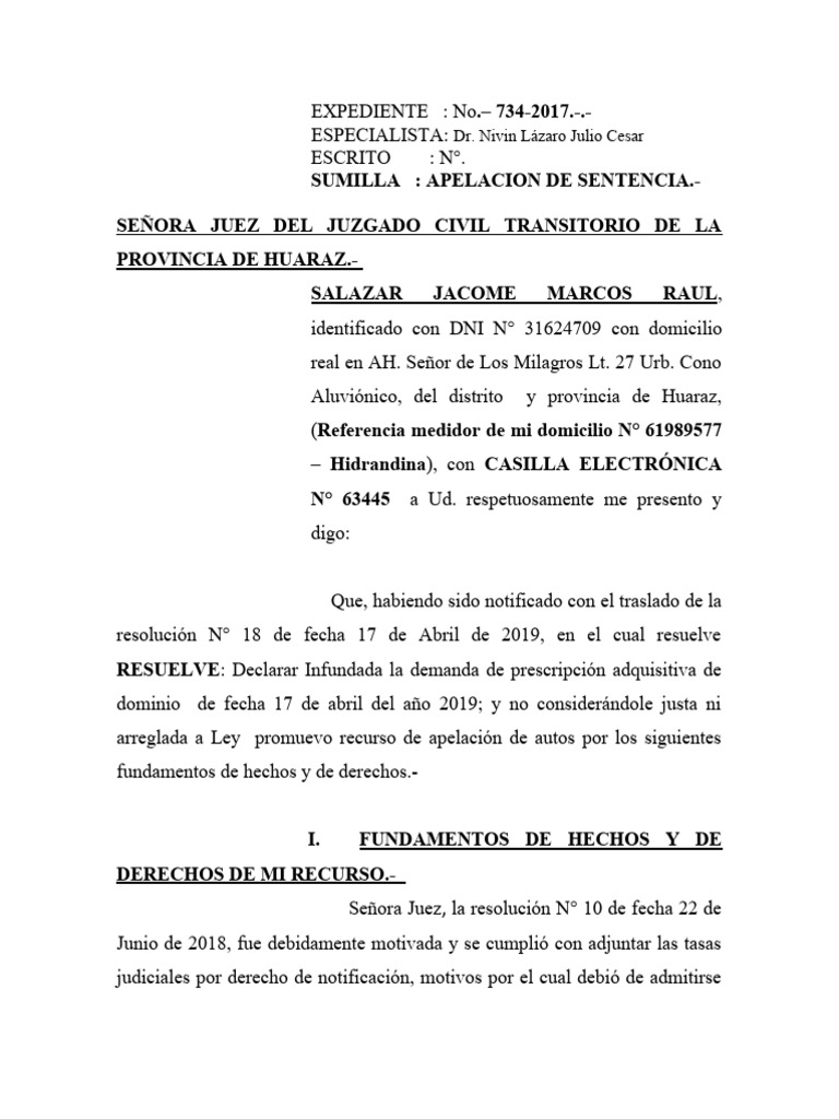 Apelacion de Sentencia Jacome | PDF | Apelación | Sentencia (ley)