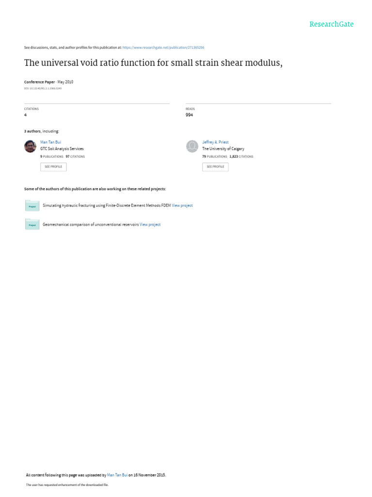 The Universal Void Ratio Function For Small Strain Shear Modulus | PDF ...