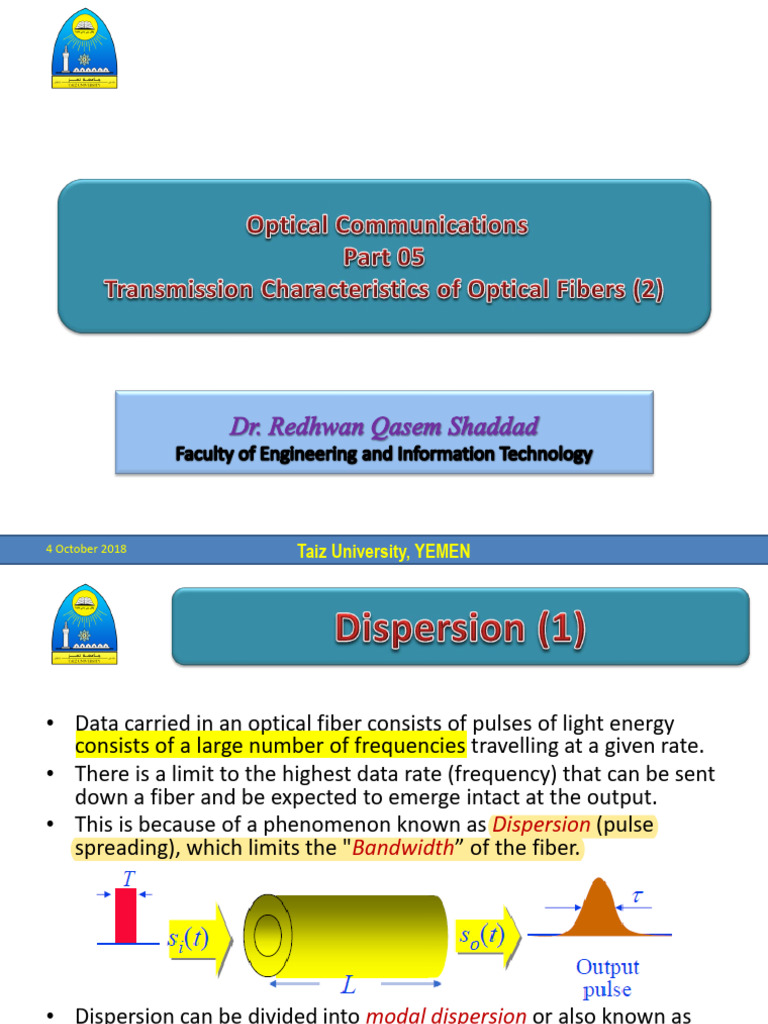 OC_Part (5) | PDF | Dispersion (Optics) | Optical Fiber