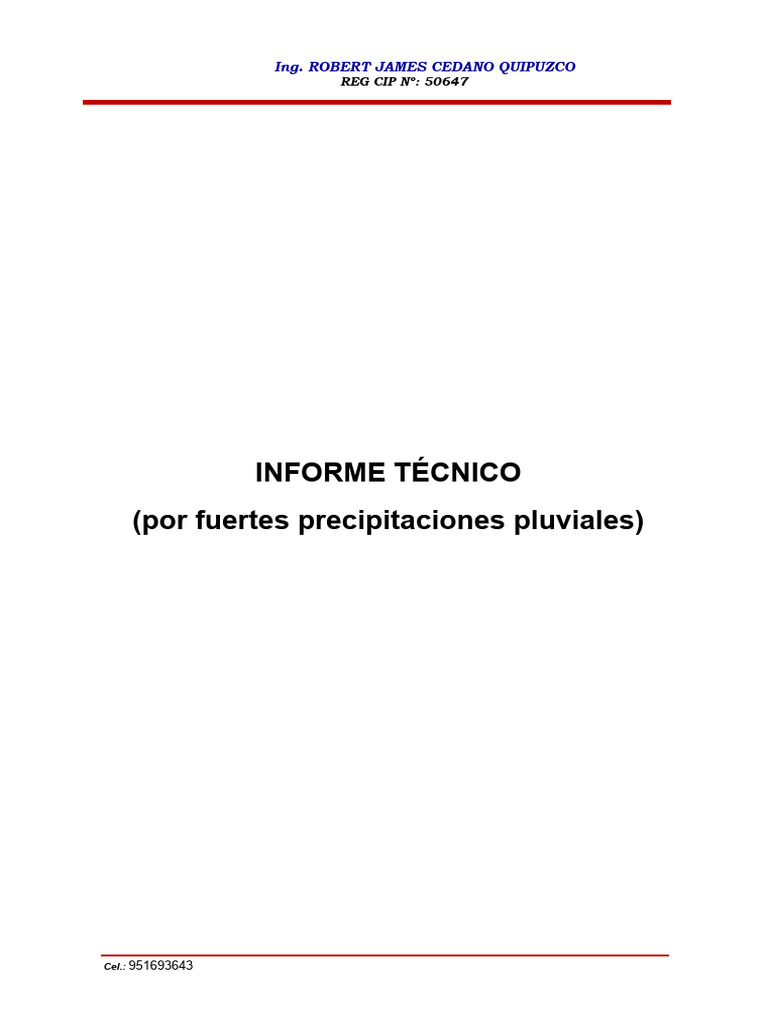 INFORME TECNICO #001 - Consecuencias de Lluvias en Chalamarca (Suspensión de Trabajos) | PDF ...