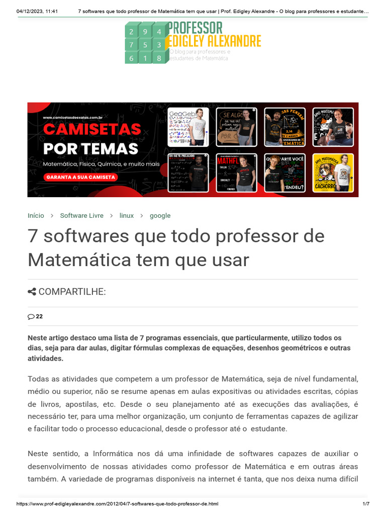 7 softwares que todo professor de Matemática tem que usar _ Prof. Edigley Alexandre - O blog ...