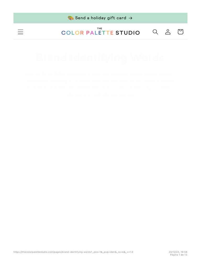 Brand Identifying Words - 500+ Adjectives - The Color Palette Studio | PDF