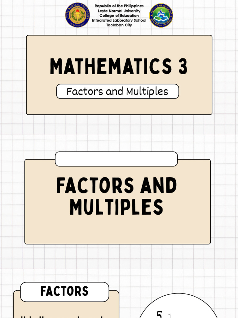 Math 3 - Factors and Multiples | PDF | Mathematical Notation | Mathematical Objects
