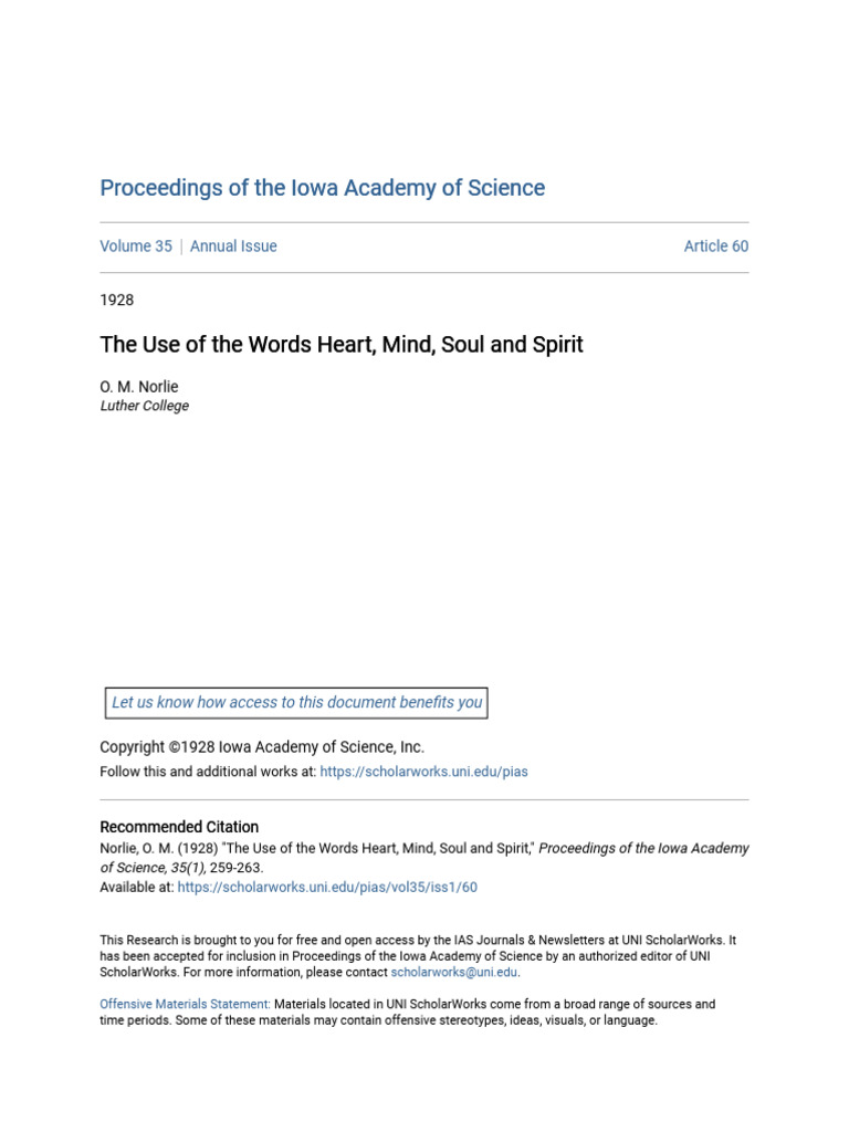 The Use of The Words Heart Mind Soul and Spirit | PDF | Soul | Mind