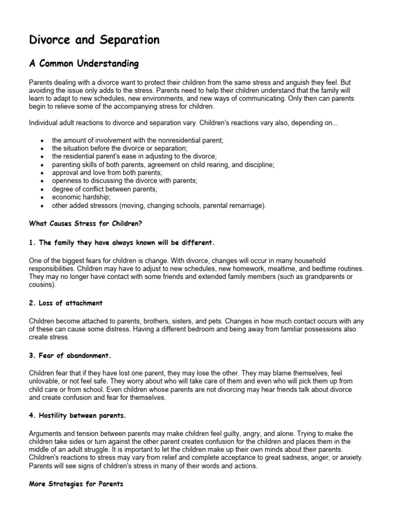 Divorce and Separation - Effects On Kids and Teens | PDF | Divorce | Anger