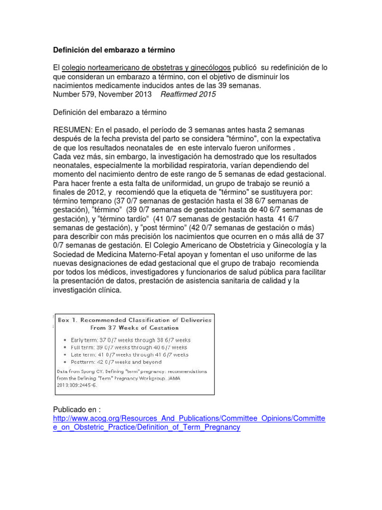 Definición de embarazo a término | PDF | Salud y bienestar