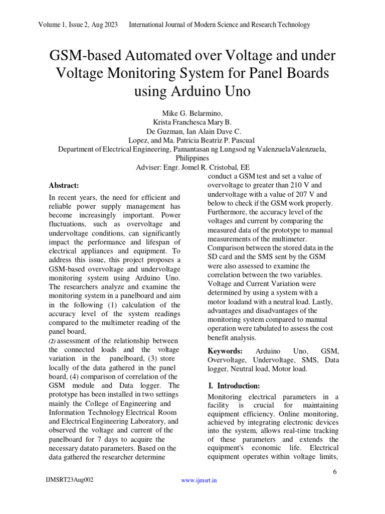 GSM-based Automated Over Voltage and Under Voltage Monitoring System ...
