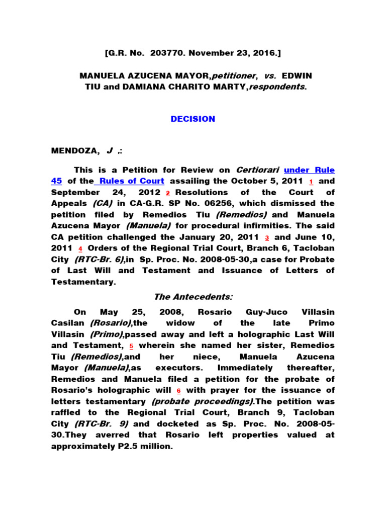 Mayor vs. Tiu | Download Free PDF | Probate | Injunction