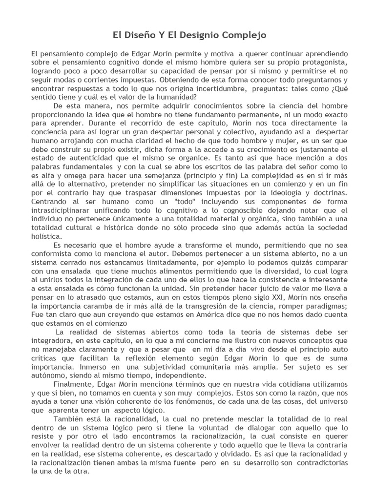 El Diseño Y El Designio Complejo | PDF
