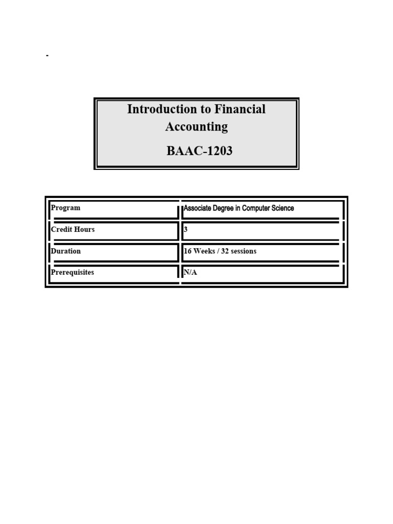 Intro to Financial Accounting Course | PDF | Financial Statement ...
