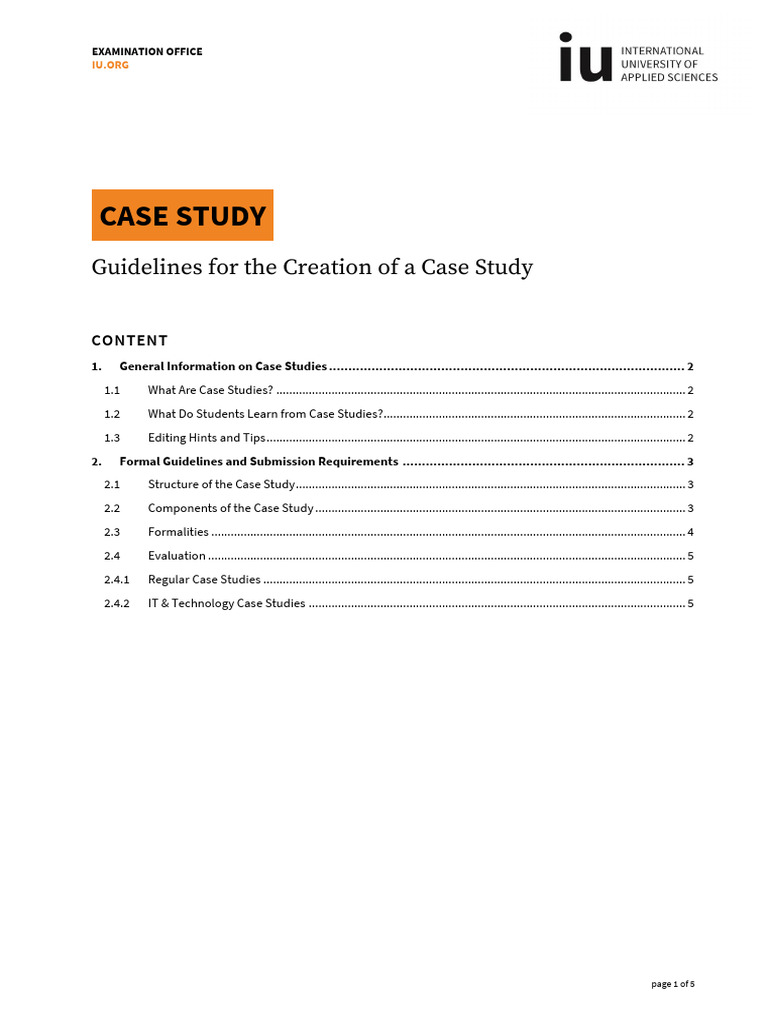 Case Study Guidelines for Students | PDF | Experience | Information