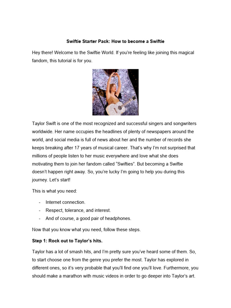 Swiftie Starter Pack | PDF | Art