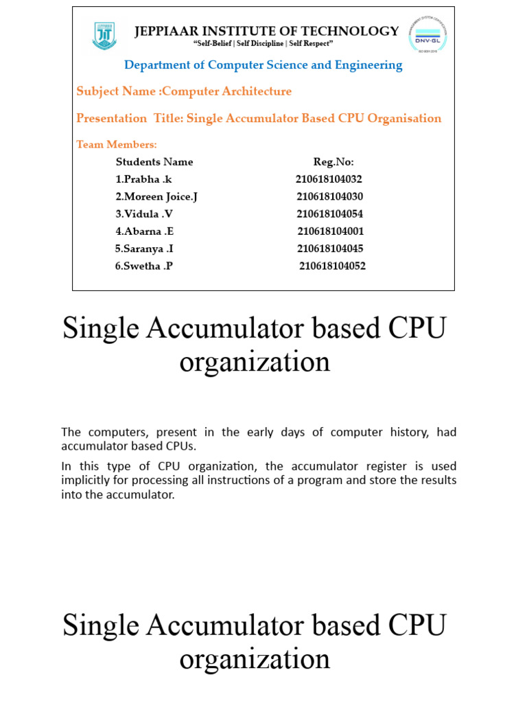Single Accumulator CPU Organization | PDF | Central Processing Unit ...