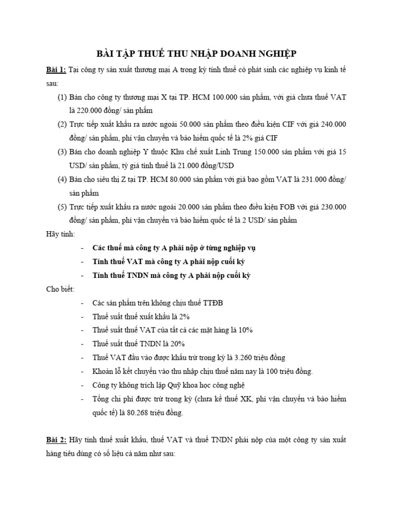 BT Thue TNDN - de Bai | PDF