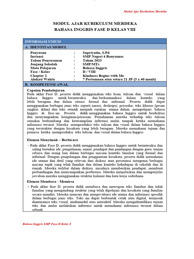 Modul Ajar Bab 2 Narrative Text | PDF