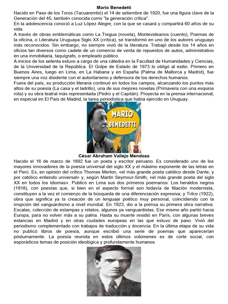 Mario Benedetti | PDF | Poesía