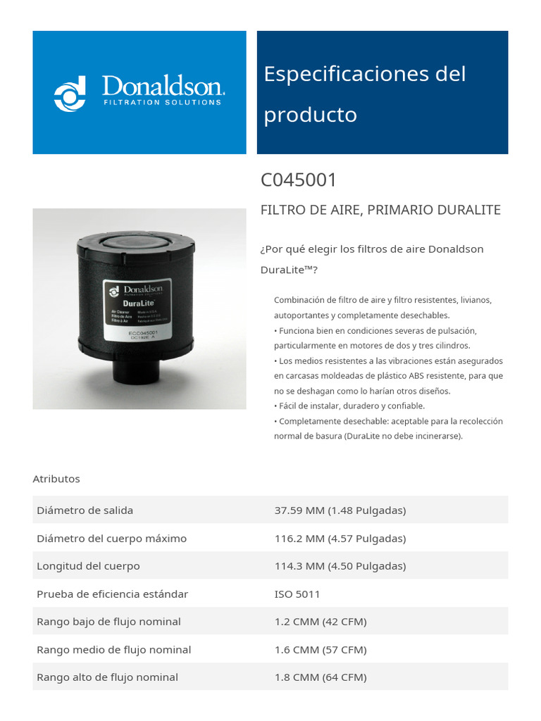 C045001 _ Especificaciones del producto | PDF