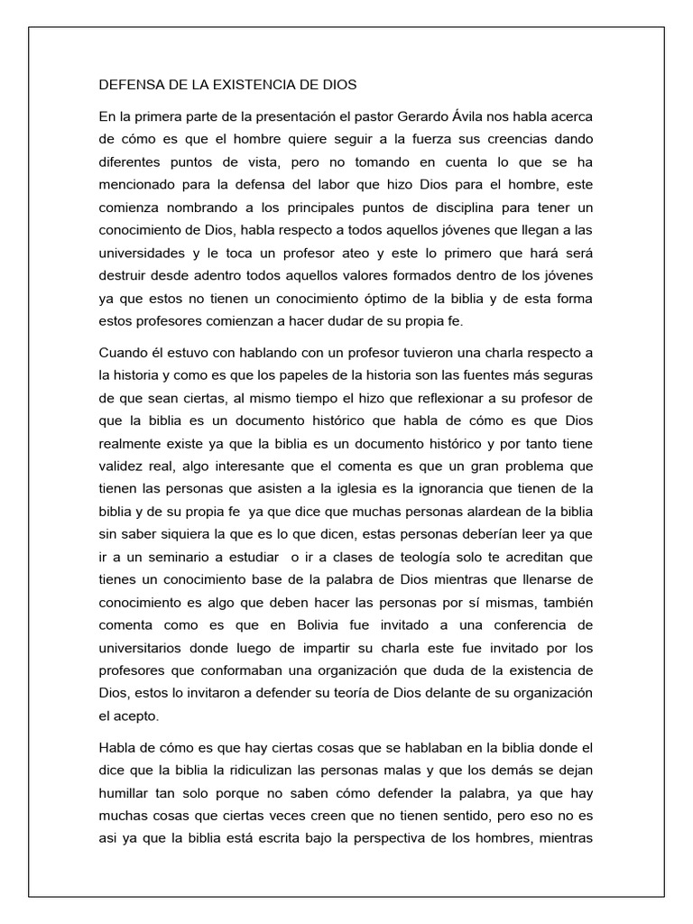 Defensa de La Existencia de Dios | PDF