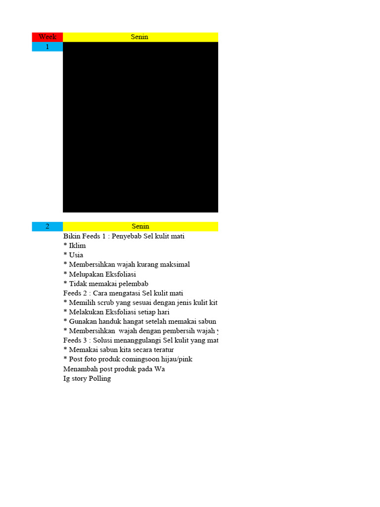 Rencana Konten Skincare Mingguan | PDF