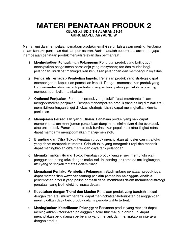 Materi Penataan Produk 2 | PDF