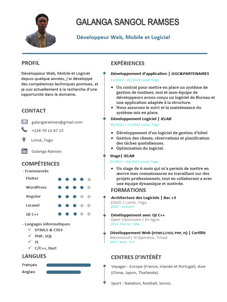 Exemple de CV Développeur Informatique | PDF
