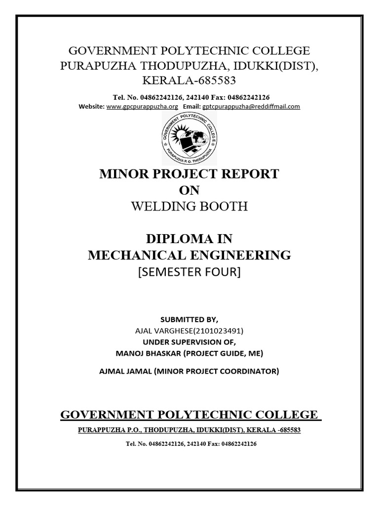 Welding Booth Project Report | PDF | Construction | Welding