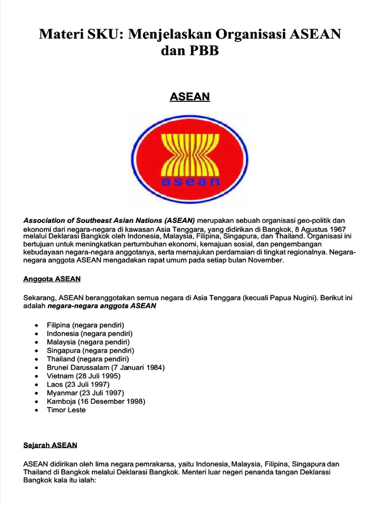 PDF Materi Sku Asean PBB | PDF