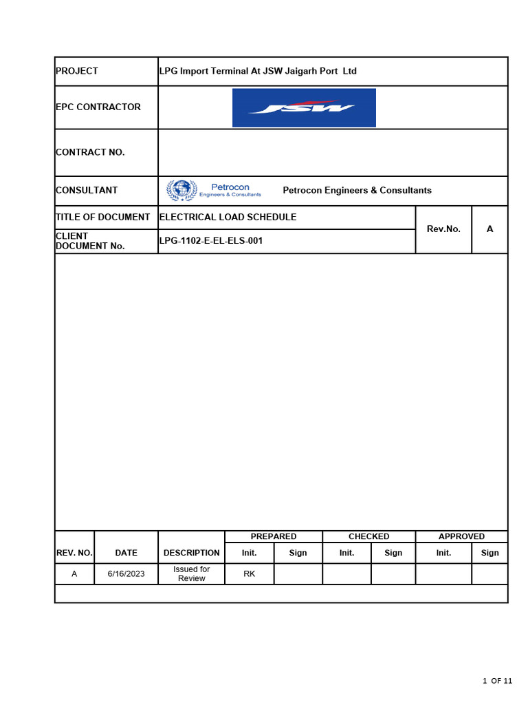 Electrical Load Schedule for LPG Terminal | PDF | Transformer | Power ...