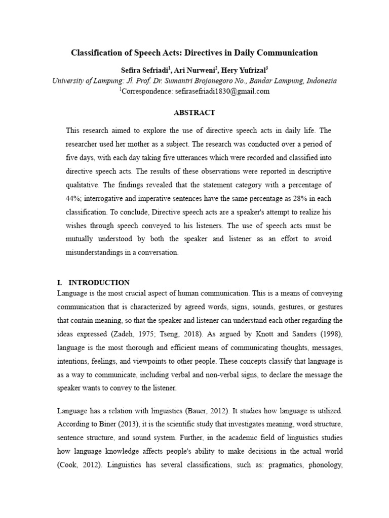 Speech Acts Journal | PDF | Linguistics | Speech