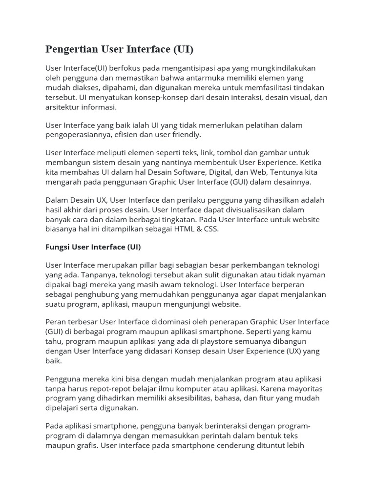 Pengertian User Interface | PDF